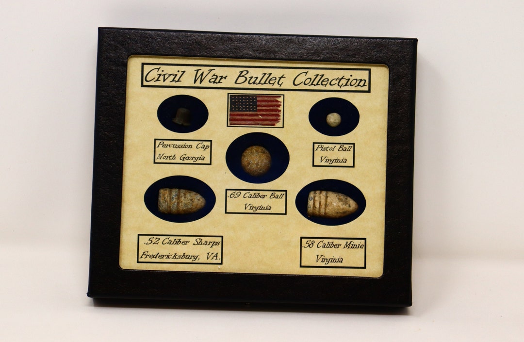 Original Civil War Relics (5 Piece) in Glass Topped Display Case 5 X 6 ...