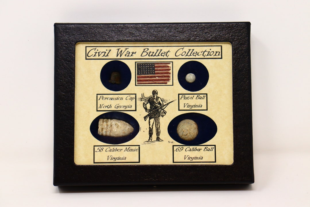 Original Civil War Relics (4 Piece) in Glass Topped Display Case 4 X 5 ...