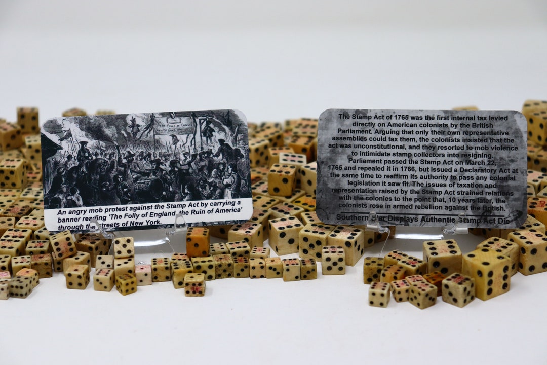 1765 Stamp Act Dice British Crown Tax Mark With Information Card and ...