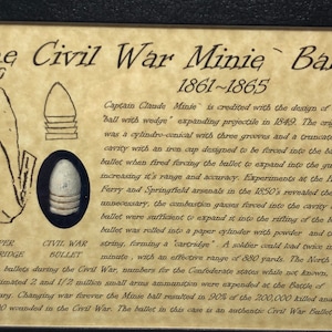 The Civil War Mini Ball Relic in Glass Topped Display Case 6 X 8" and ...
