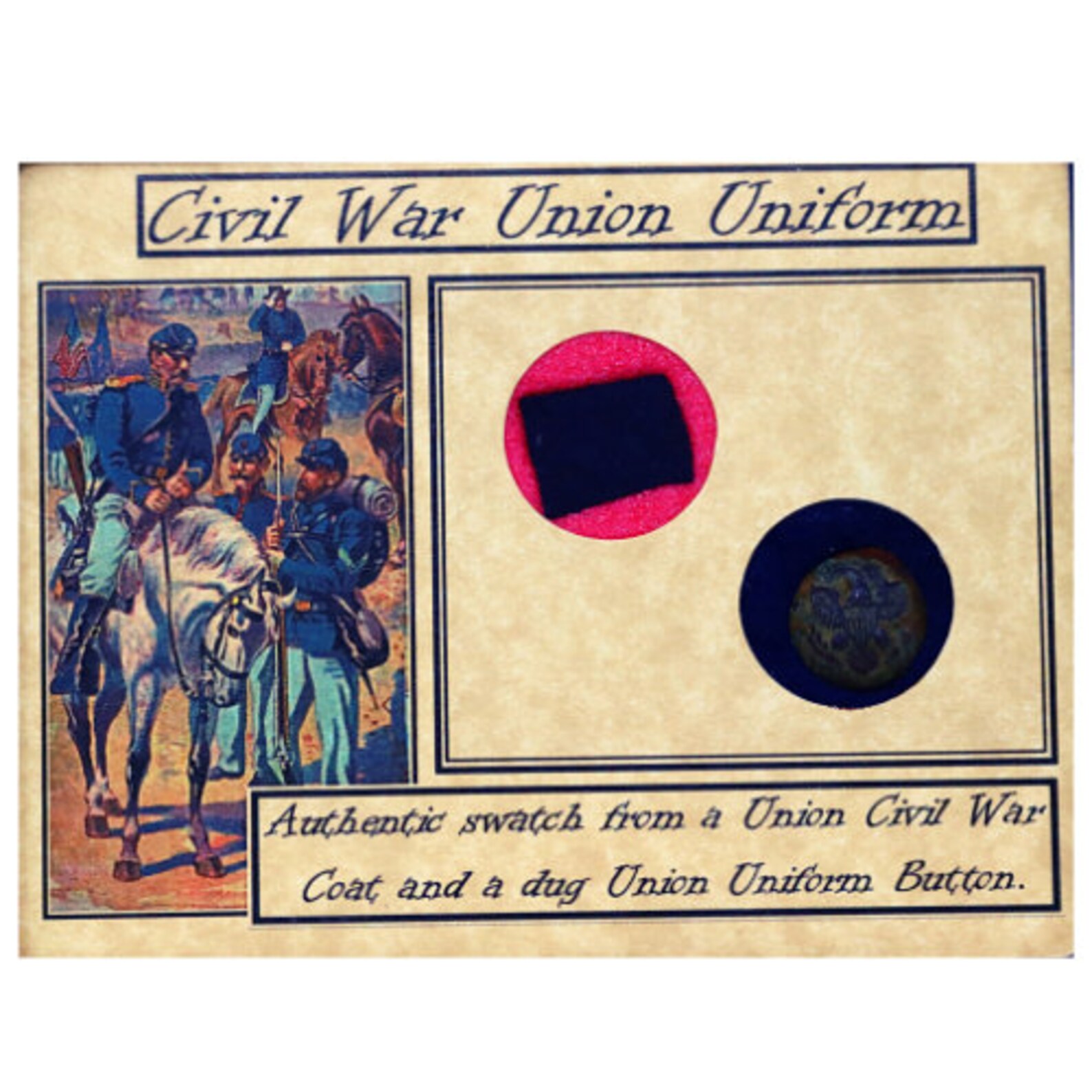 Authentic Civil War Union Uniform Fabric Piece With Eagle Button in ...