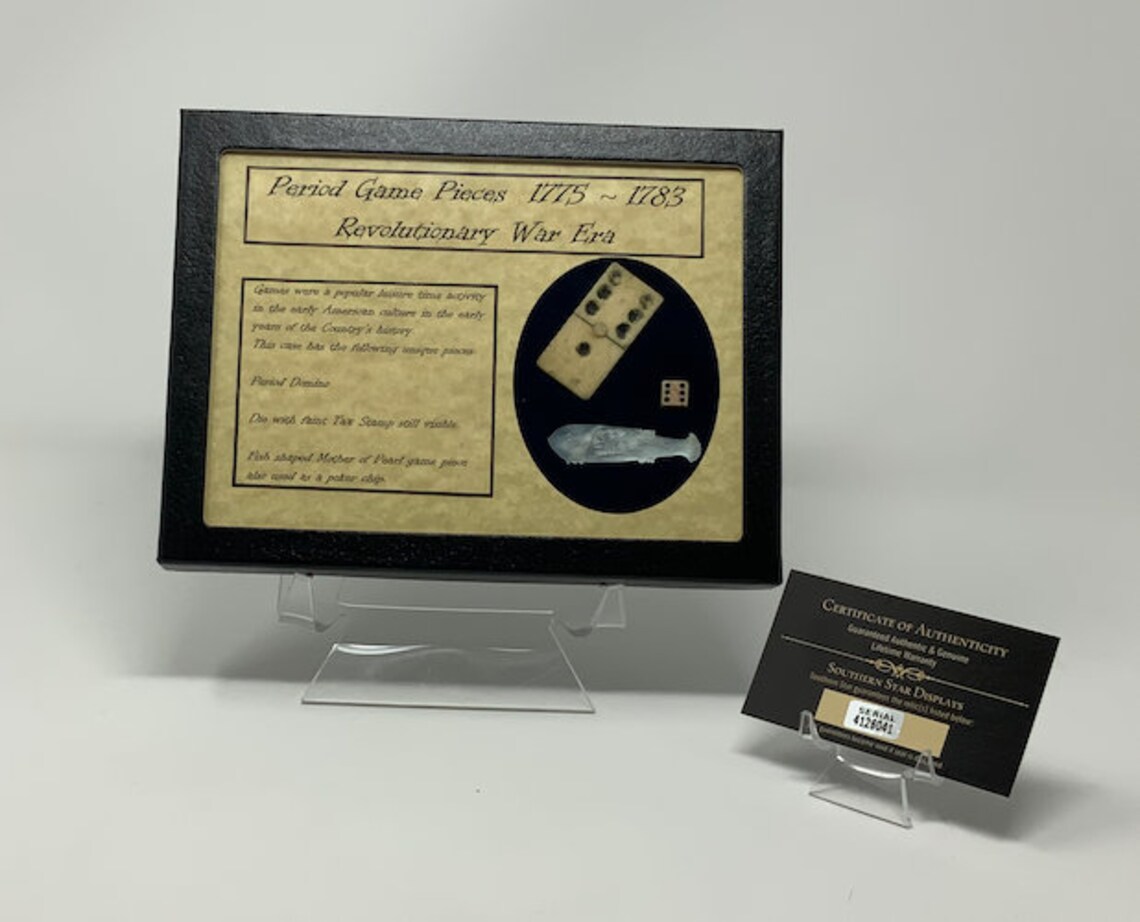 Revolutionary War Era Game Pieces Domino, Stamp Act Dice, & Poker Chip ...