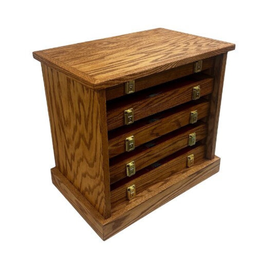 Oak Wood Cabinet Holds (5) 18 X 12 X 2" Oak Display Cases - Etsy