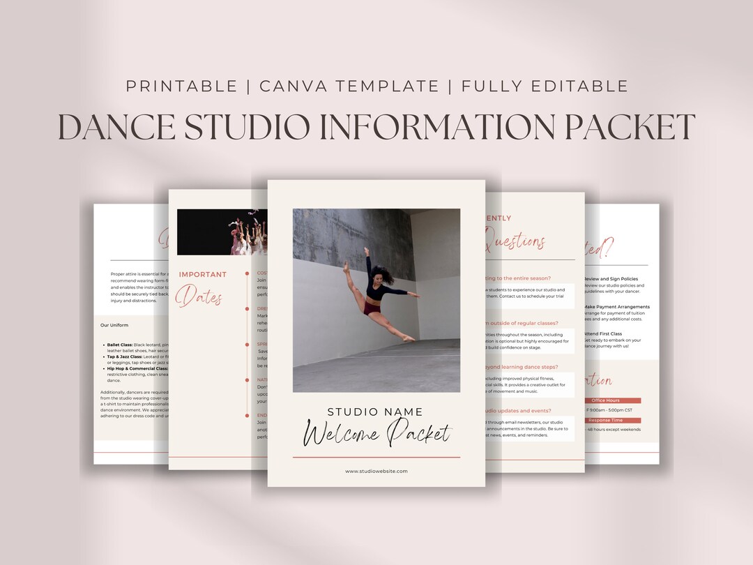 Dance Studio New Student Welcome Packet Template | Canva Template | New ...