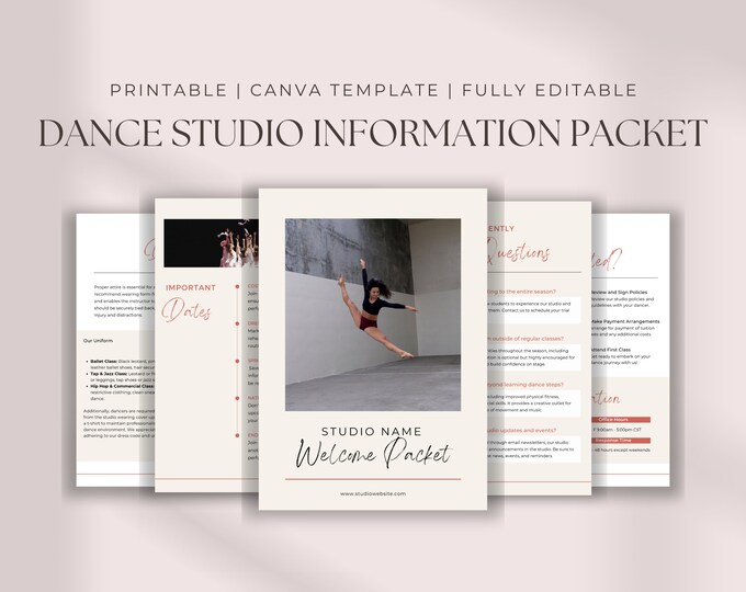 Dance Studio New Student Welcome Packet Template | Canva Template | New ...