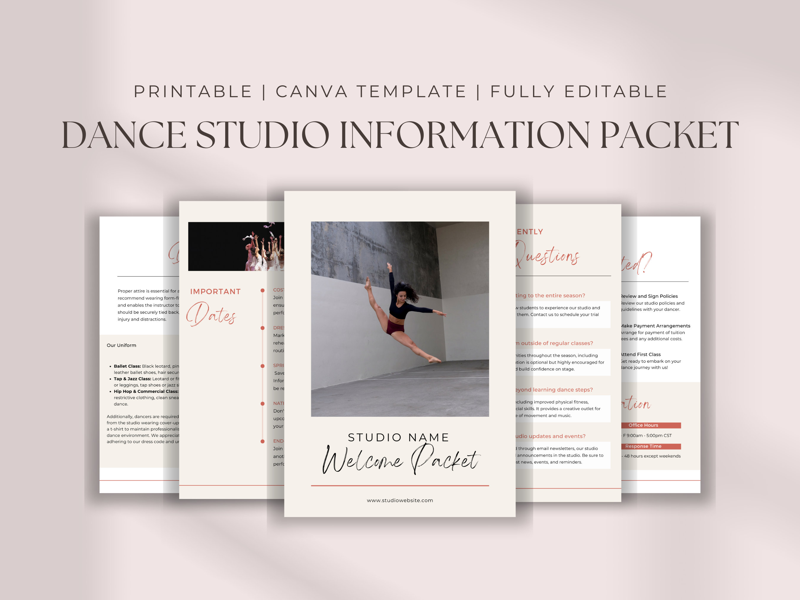 Dance Studio New Student Welcome Packet Template | Canva Template | New ...