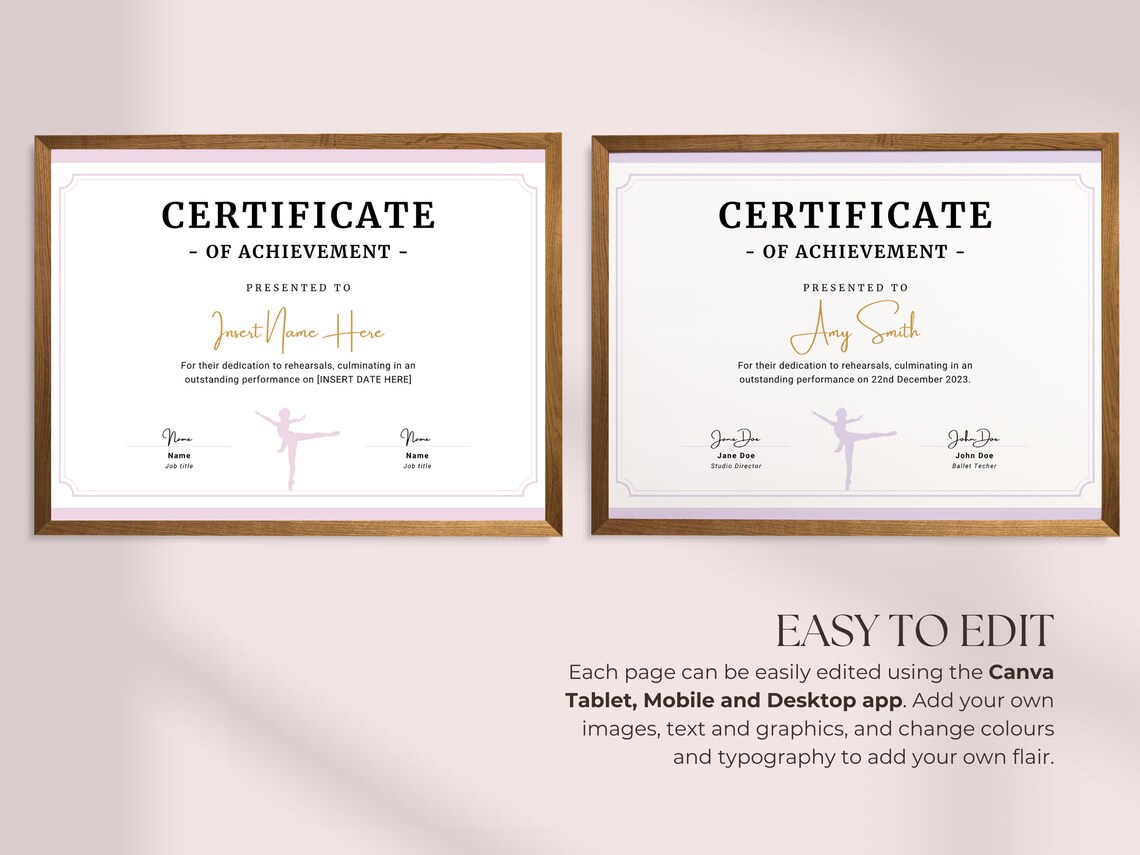 Editable Dancer Certificate, Dancer Recital Participation Award - Etsy