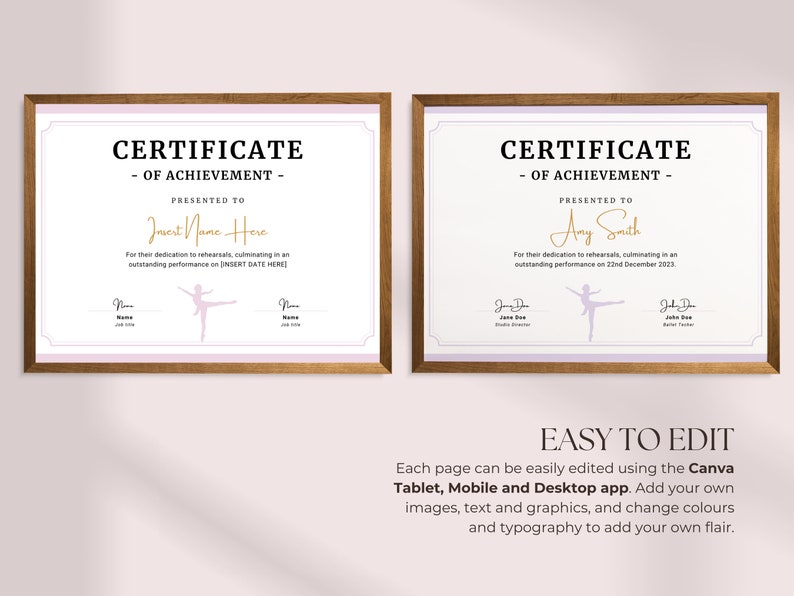 Editable Dancer Certificate, Dancer Recital Participation Award - Etsy
