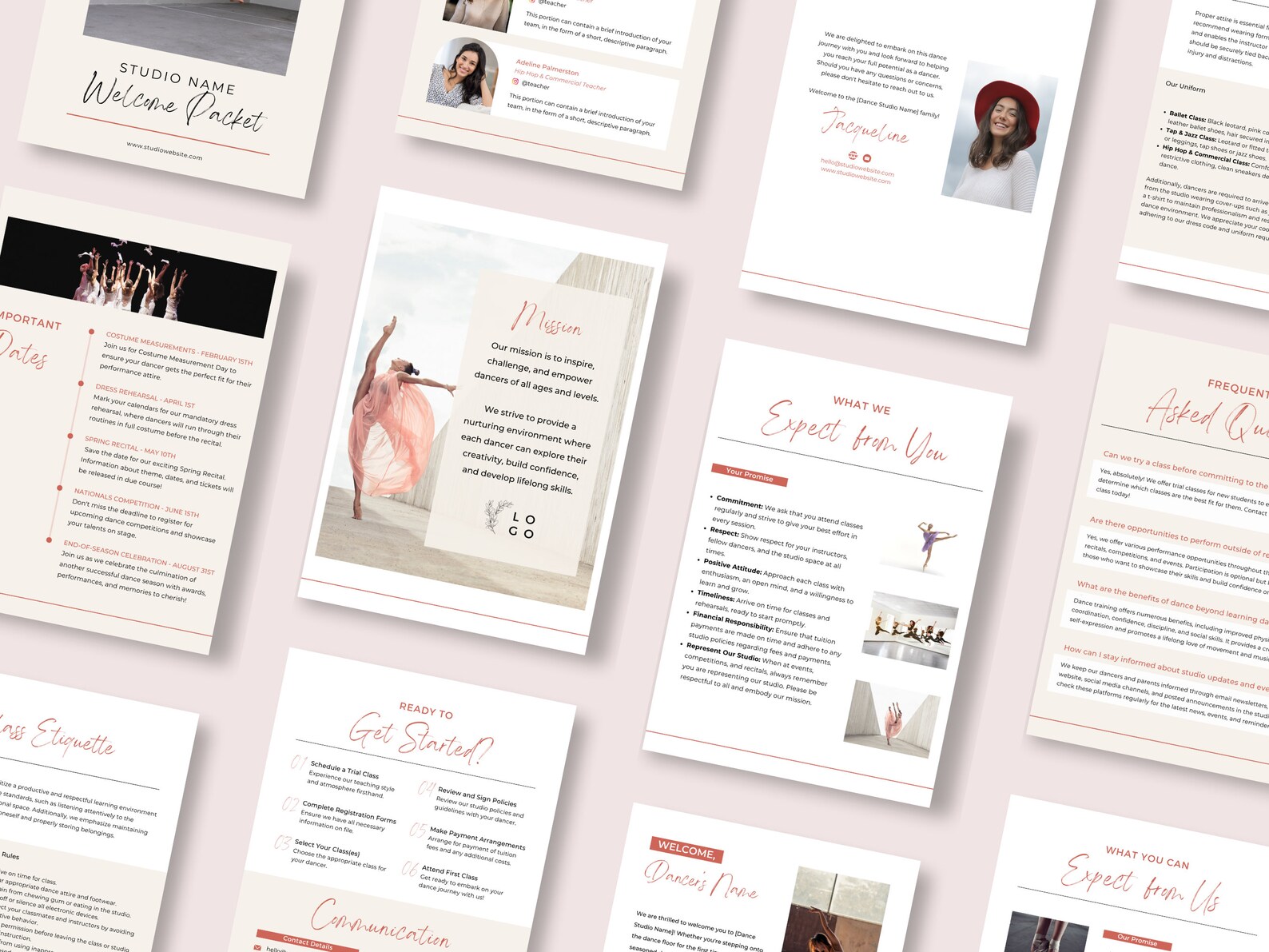 Dance Studio New Student Welcome Packet Template | Canva Template | New ...