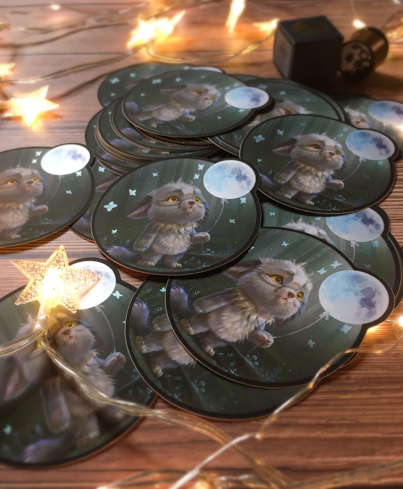 Cute Wolf Full Moon Werewolf Holographic Vinyl Sticker - Etsy