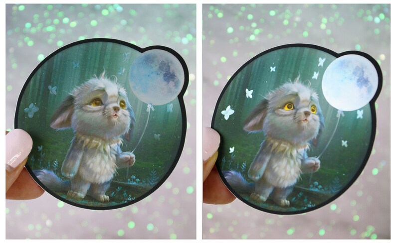 Cute Wolf Full Moon Werewolf Holographic Vinyl Sticker - Etsy