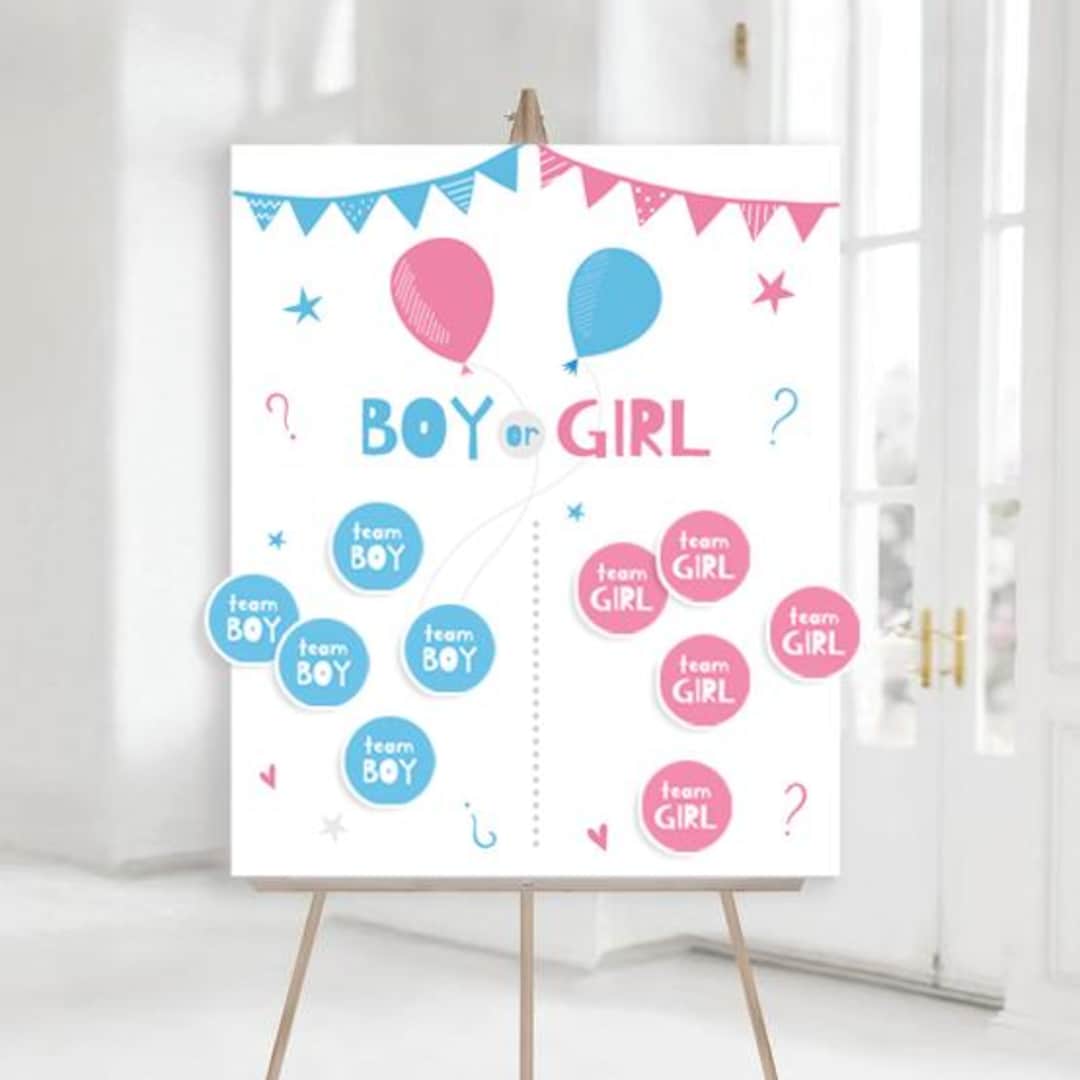 Boy or Girl Pink and Blue Gender Reveal Vote Poster Instant Download ...