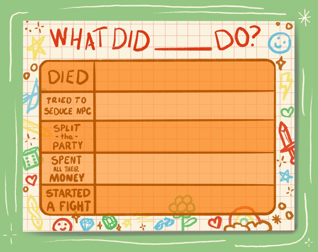 Dnd Achievement Chart Dnd Printable Dnd Accomplishments Tracker Chart ...