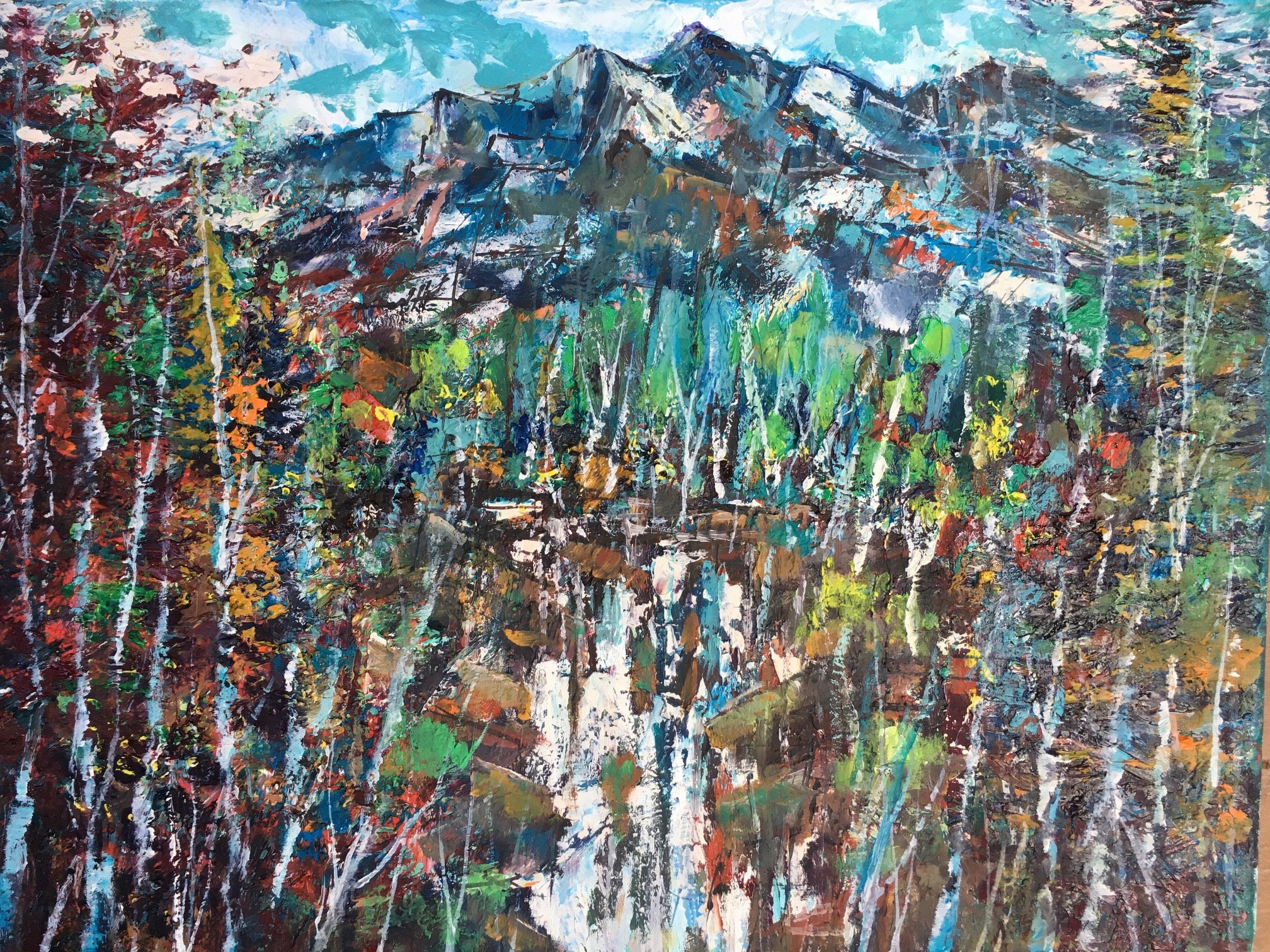 Rocky Mountain Aspen Landscape Abstract Original Hand Painting - Etsy ...