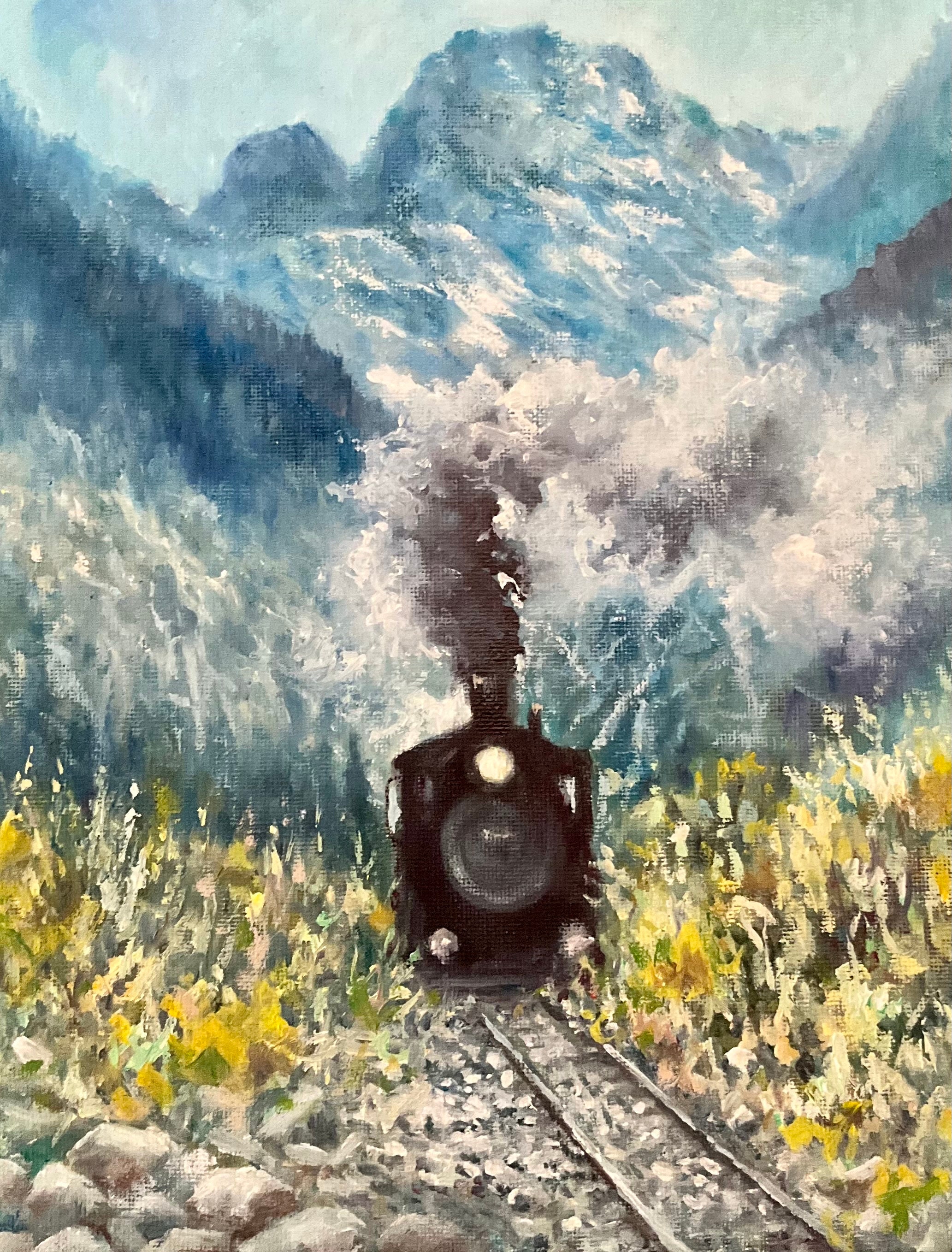 Mountain Train Painting