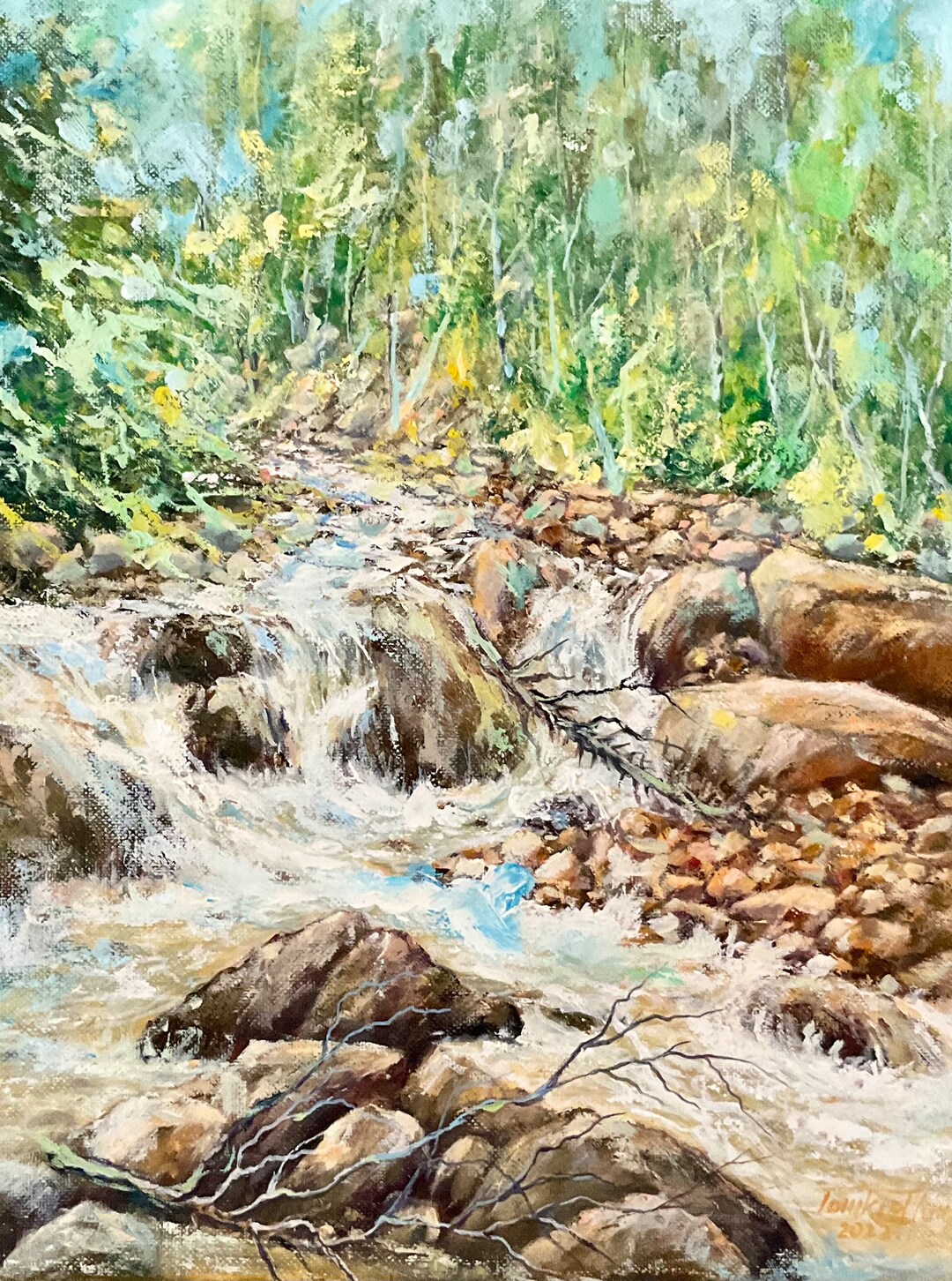 Fall Stream Reflections in the Mountains Original Hand Painting, Oil ...