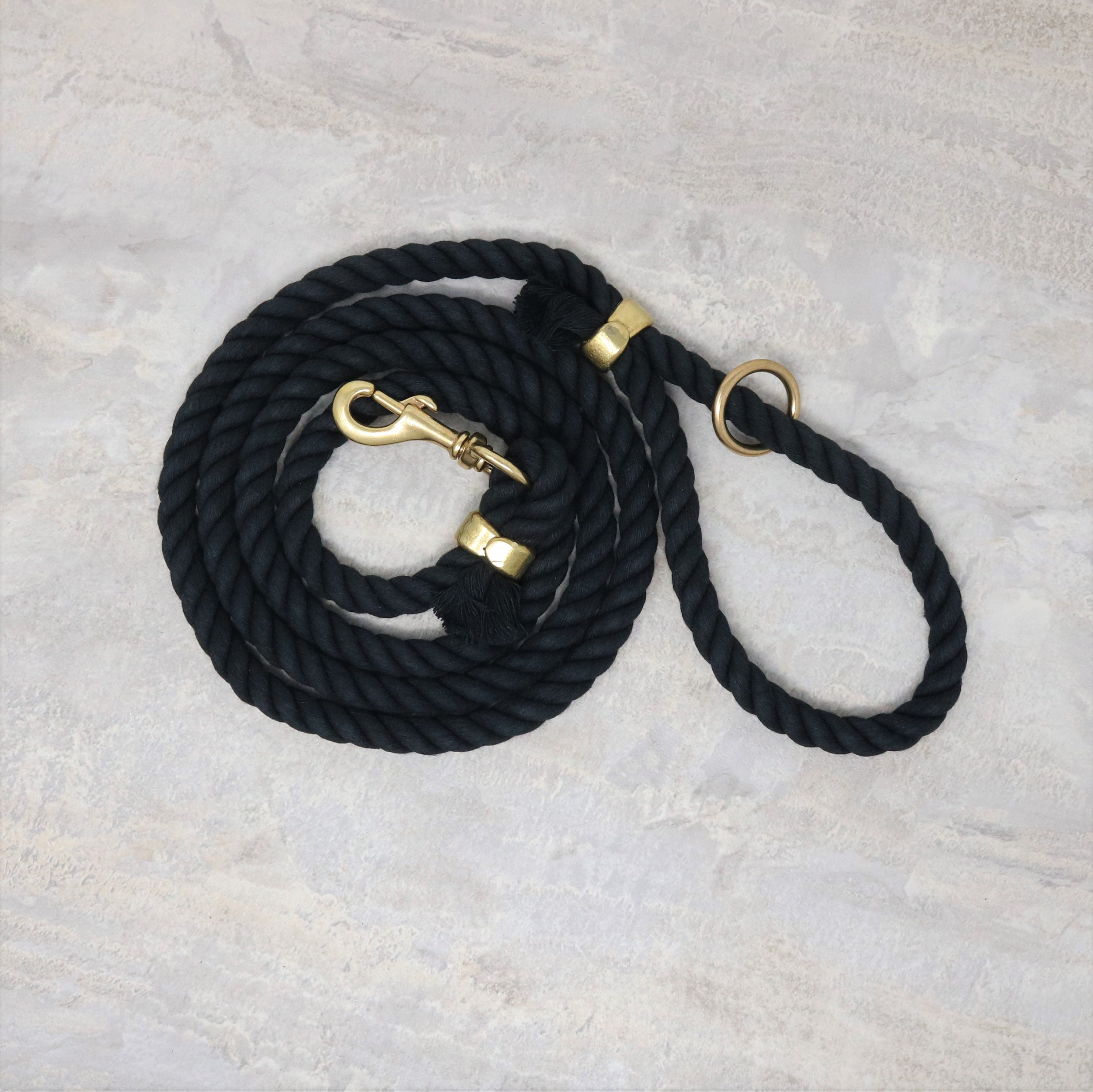 Cotton Rope Leash Jet Black | Etsy