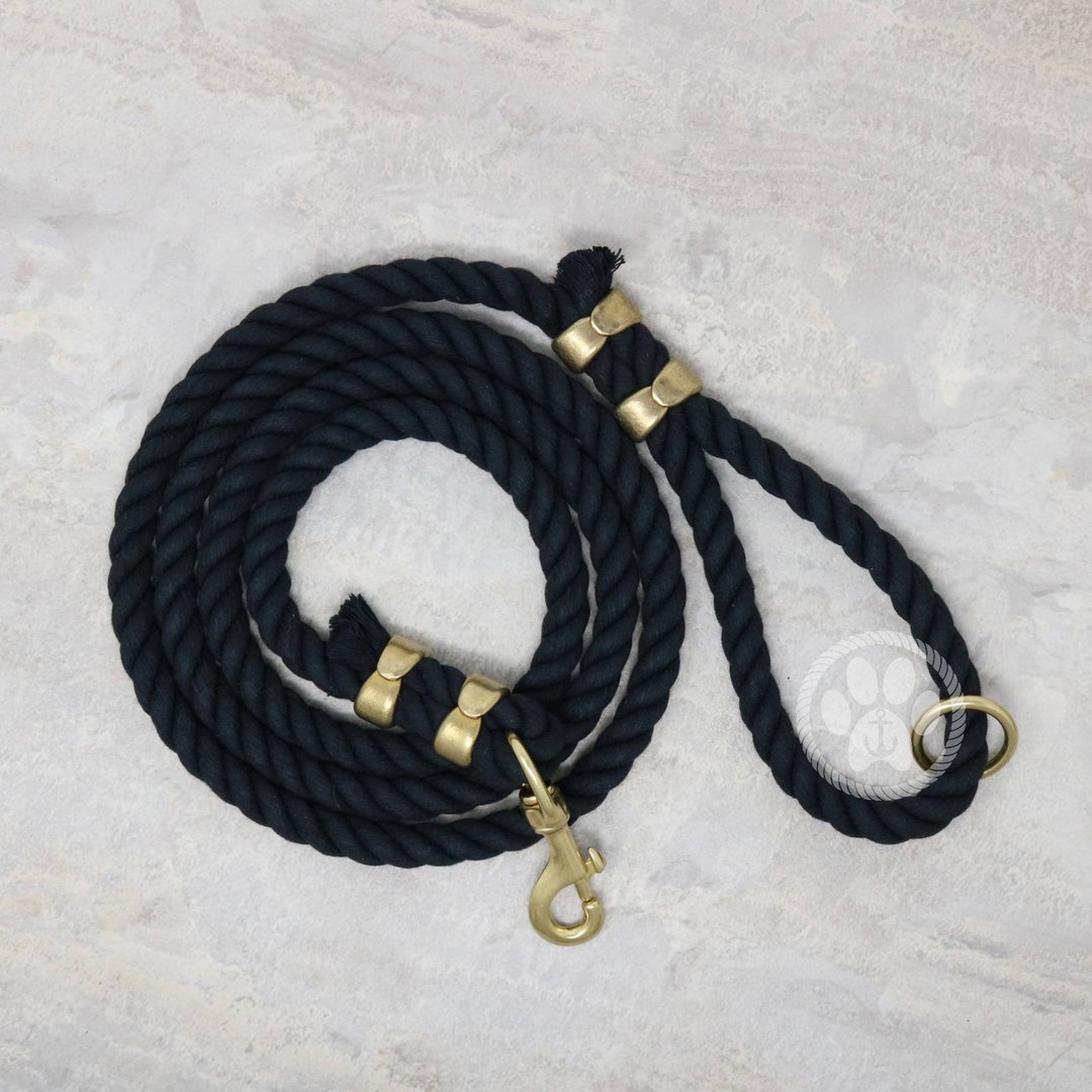 Cotton Rope Leash - Jet Black - Etsy