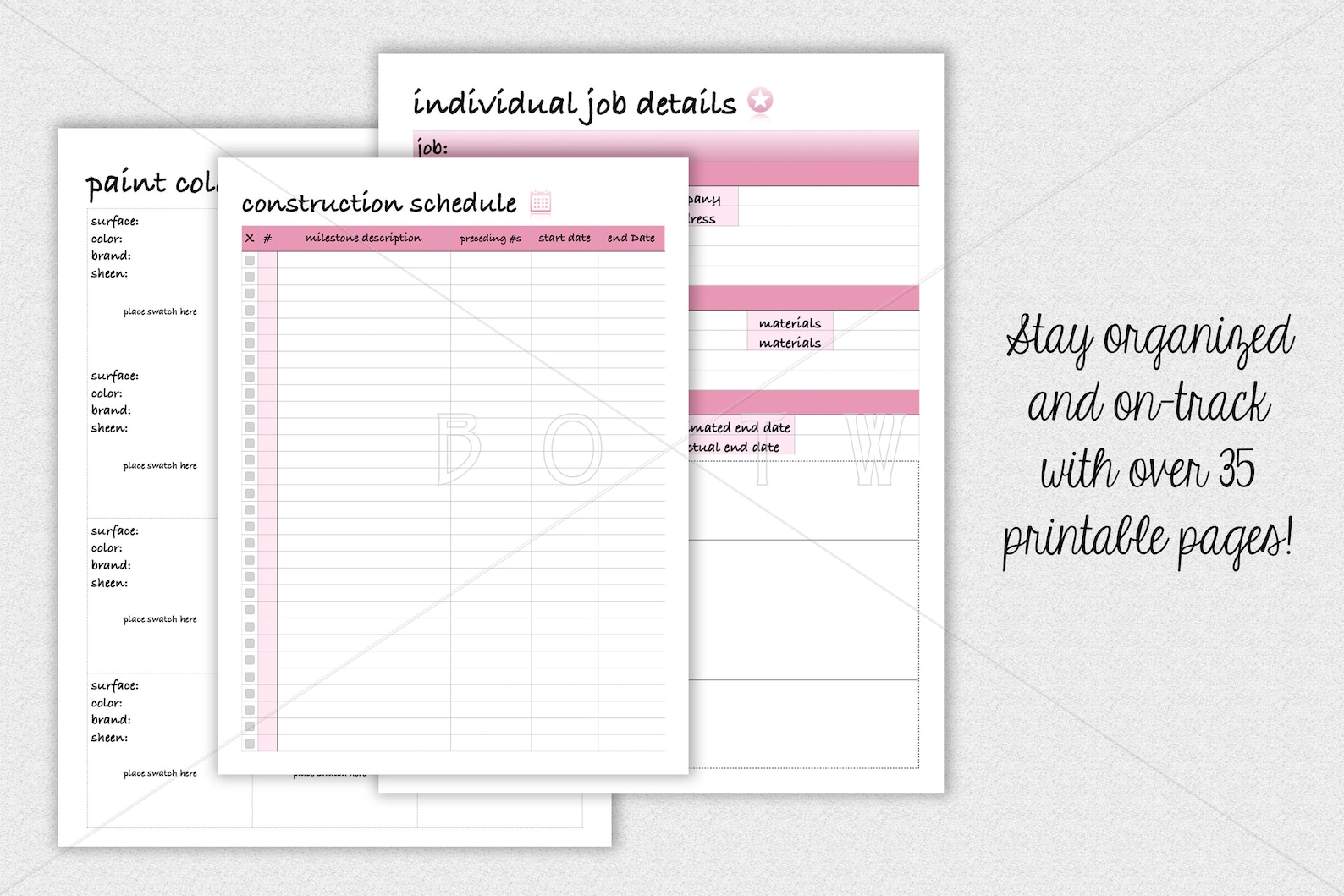 Pink New Home Building Construction Planner & Organizer - Over 60 ...
