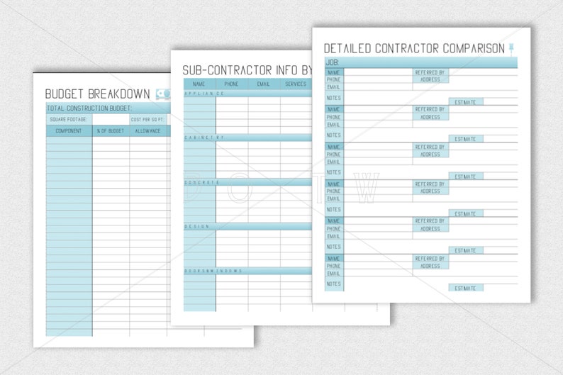 Blue New Home Building Construction Planner & Organizer - Over 60 ...