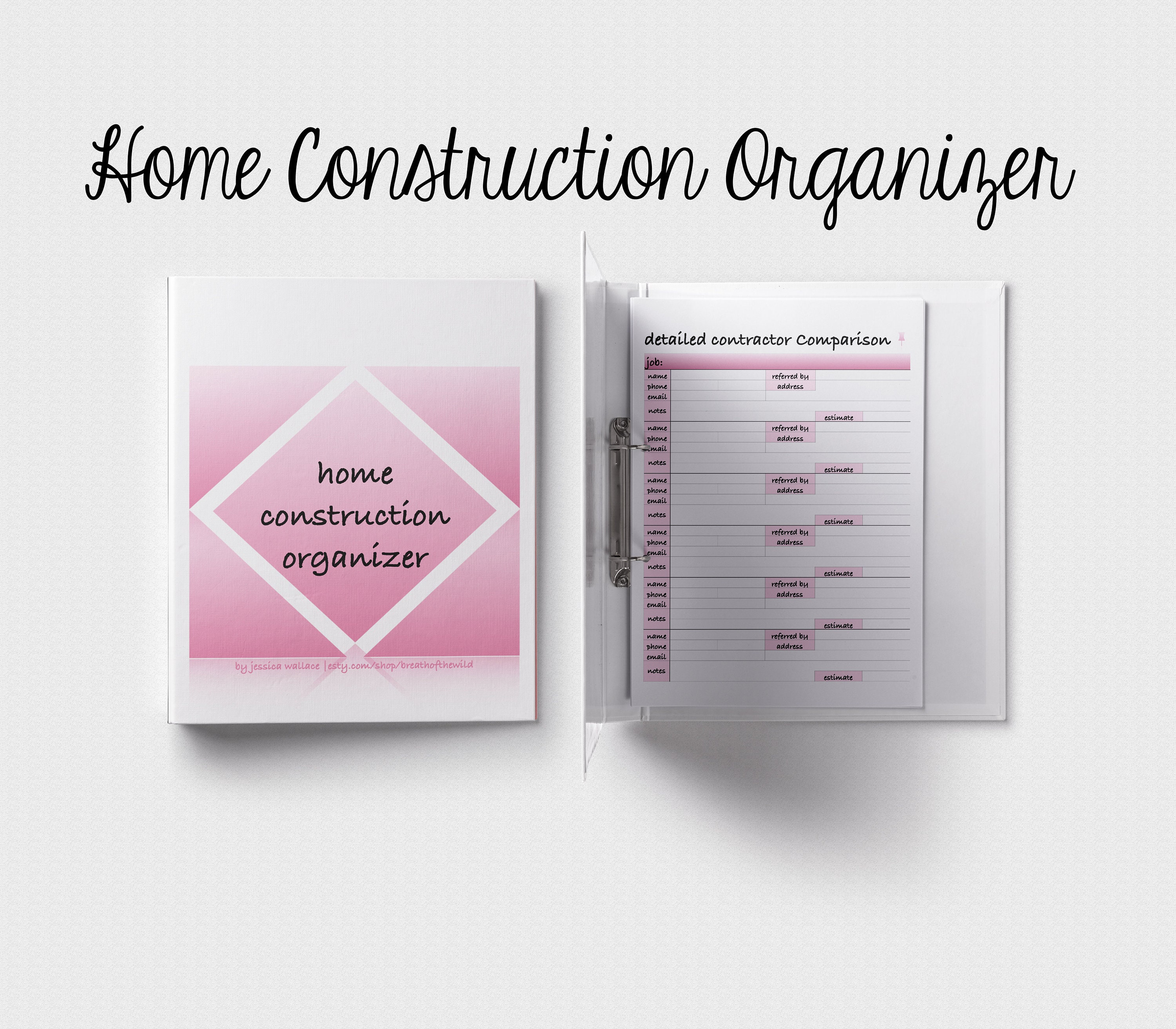 Pink New Home Building Construction Planner & Organizer - Over 60 ...