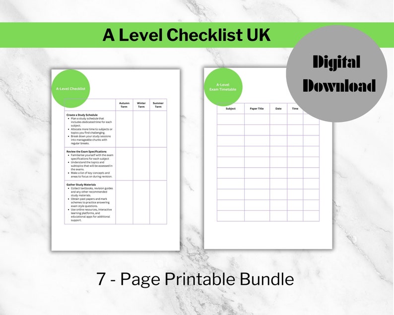 Complete A Level Study Checklist and Exam Planner - Excel in Your A ...