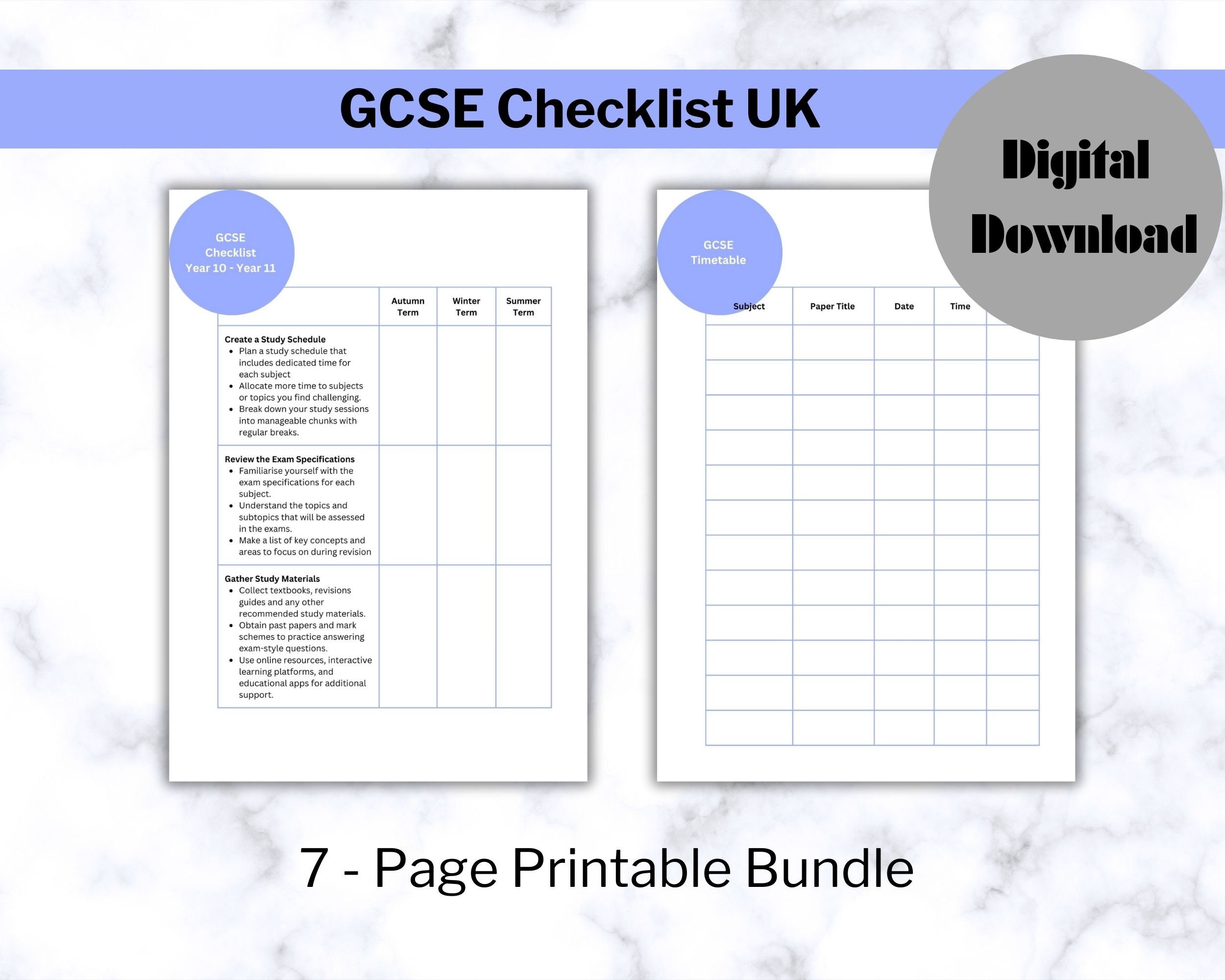 GCSE Study Checklist and Exam Planner - Your Ultimate Guide to ...
