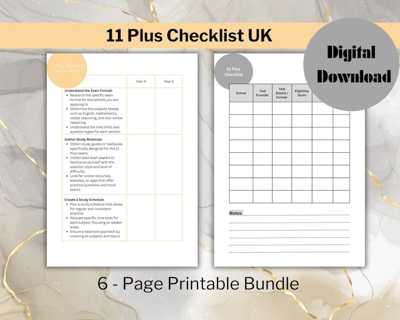 11 Plus Study and Exam Checklist Boost Exam Success - Etsy
