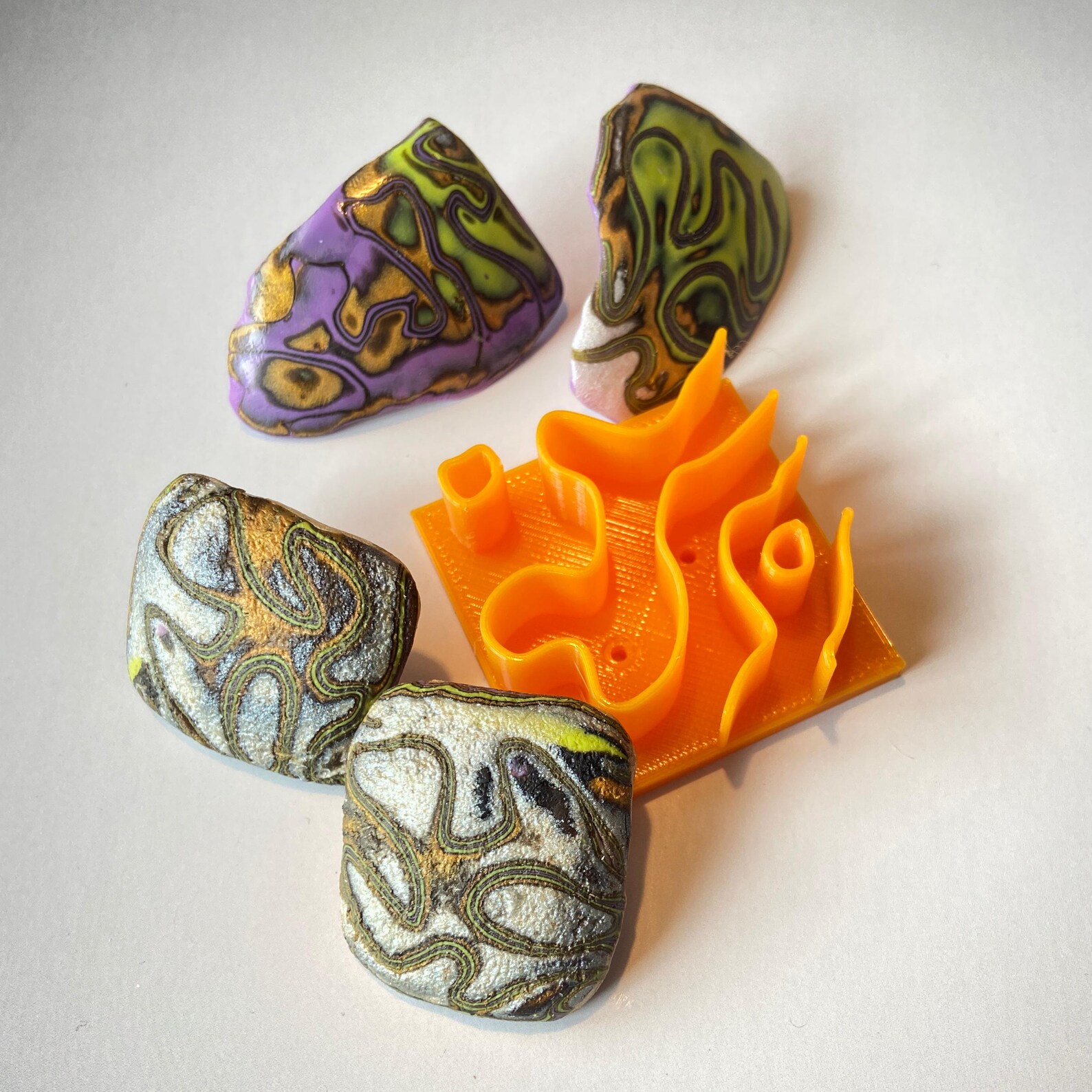 Imprint Tool 3-D Stamp Polymer Clay Mokume Gane Texture Mica Shift ...