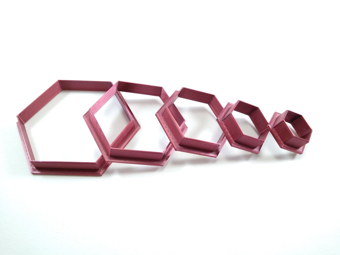 Hexagon Cutters Set of 5 for Polymer Clay or PMC , 3D Printed Polymer ...