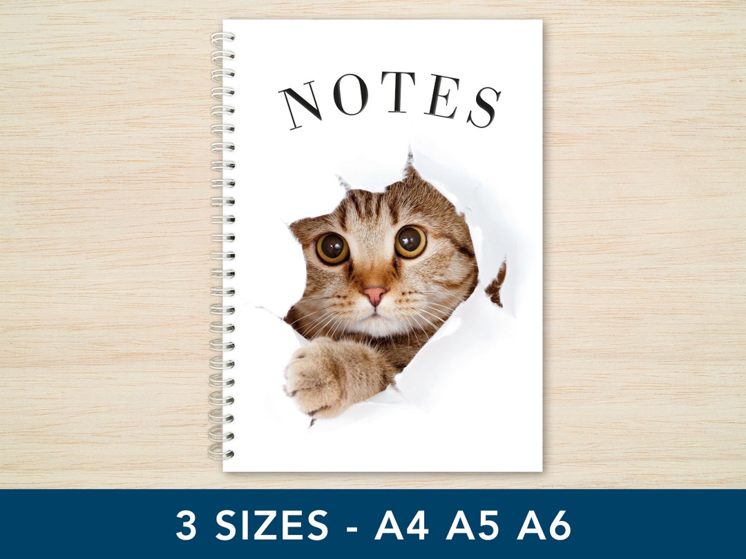 Tabby Cat Spiral Notebook A4 A5 A6 Notepad Plain or Lined Paper ...