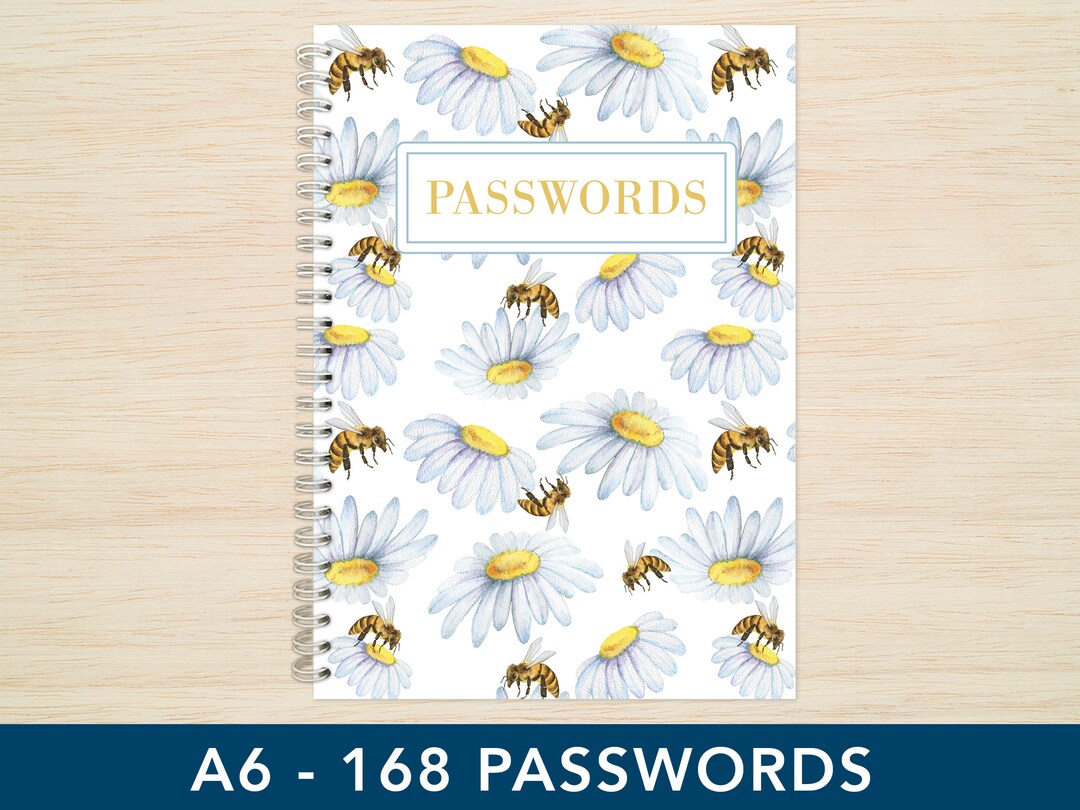 Bees Small Password Book A6 Password Organiser Book A - Z Mini Password ...