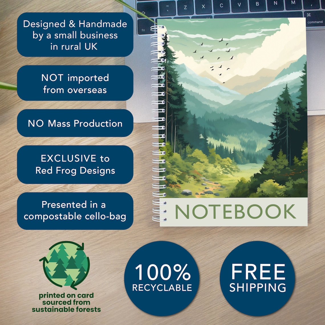 Forestry Landscape Spiral Notebook A4 A5 A6 Notepad Plain Lined Paper ...