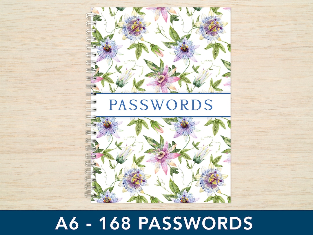 Passionflower Mini Password Book Little Password Notebook A6 A Z ...