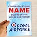 Personalised Royal Air Force Passing Out Card RAF Large A5 Premium Card ...