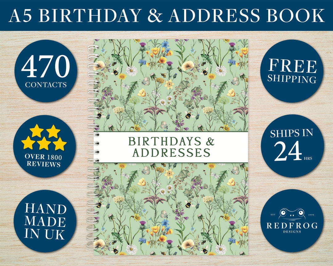 Wild Meadow Flowers A5 Birthdays & Address Book Florals A Z - Etsy UK