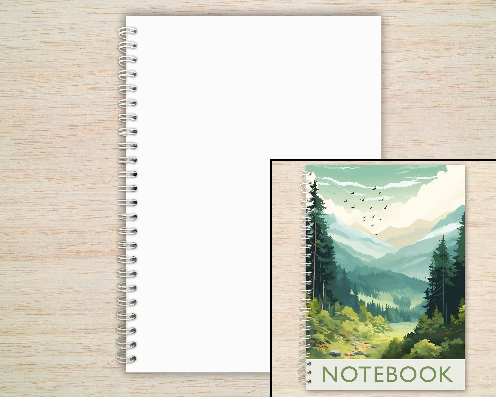 Forestry Landscape Spiral Notebook A4 A5 A6 Notepad Plain Lined Paper ...