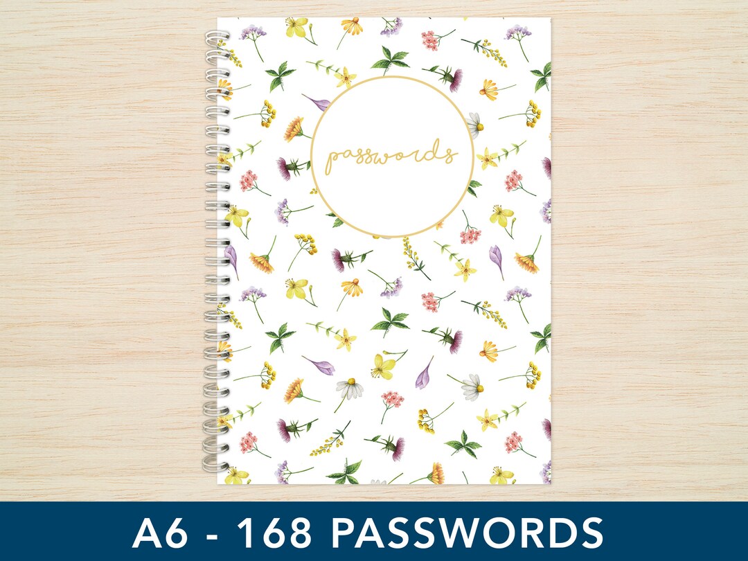 Small Password Book A6 Password Organiser Book A - Z Flowers Floral ...