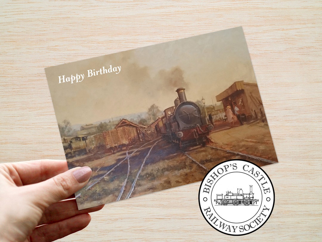 Steam Train Birthday Card Steam Engine Blank Card Locomotive Suit Dad ...