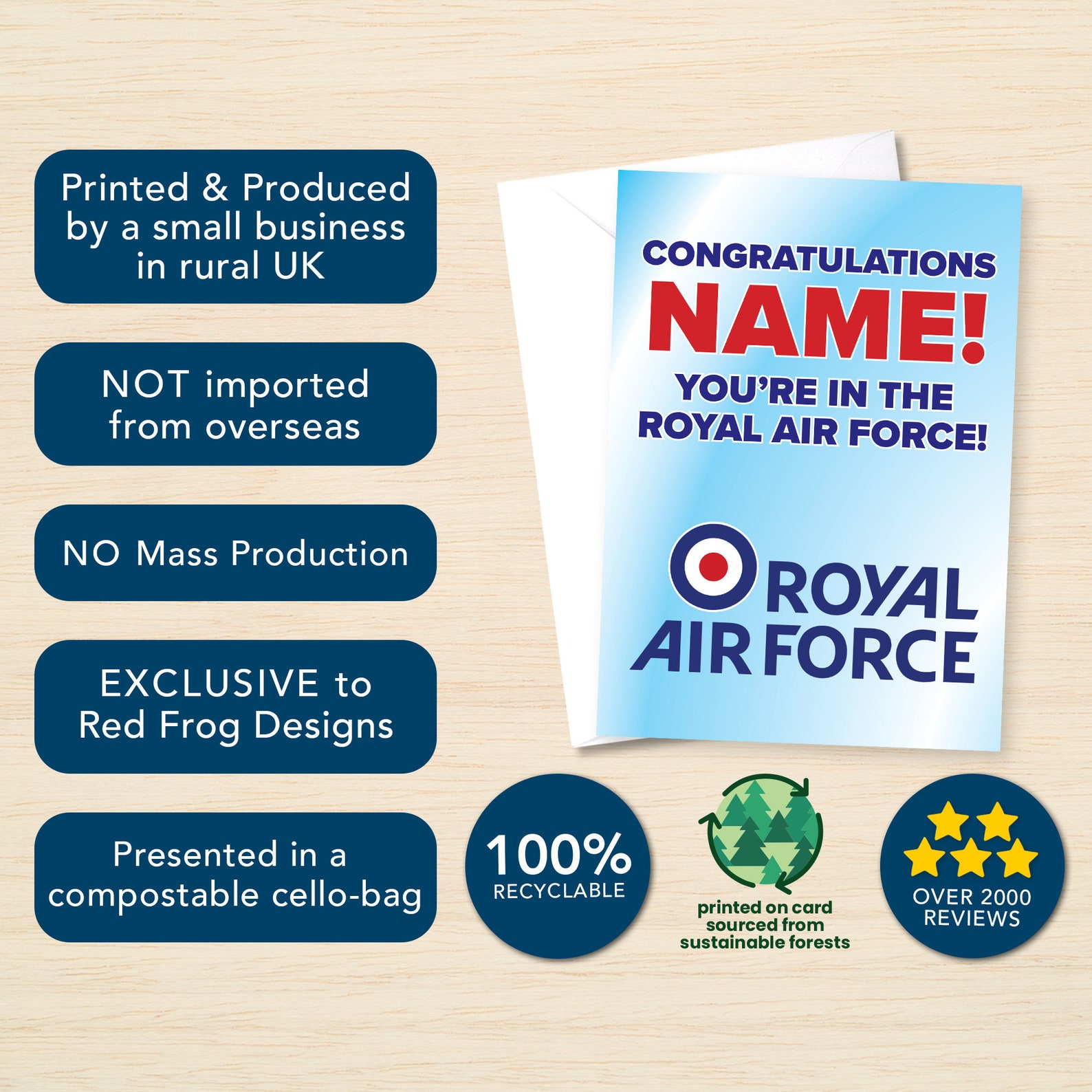 Personalised Royal Air Force Passing Out Card RAF Large A5 Premium Card ...
