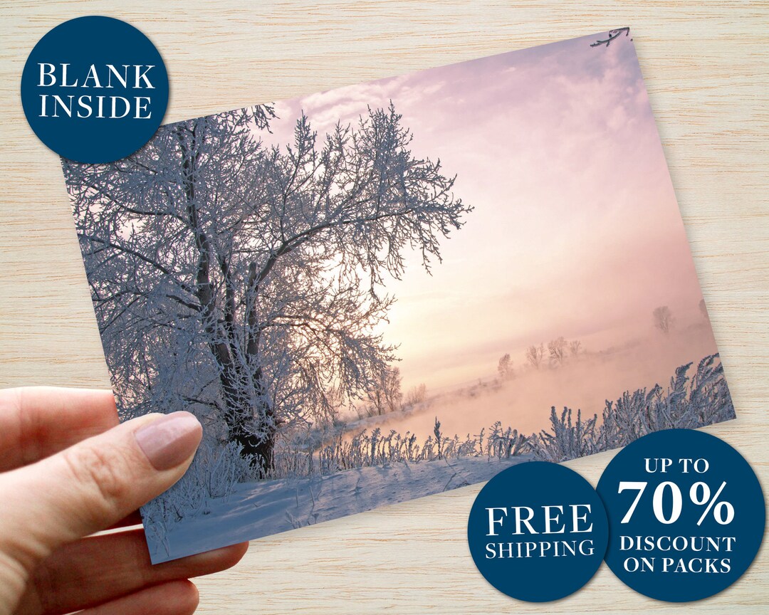 Pink Mist Landscape Christmas Cards & Packs Winter Sunrise in - Etsy UK