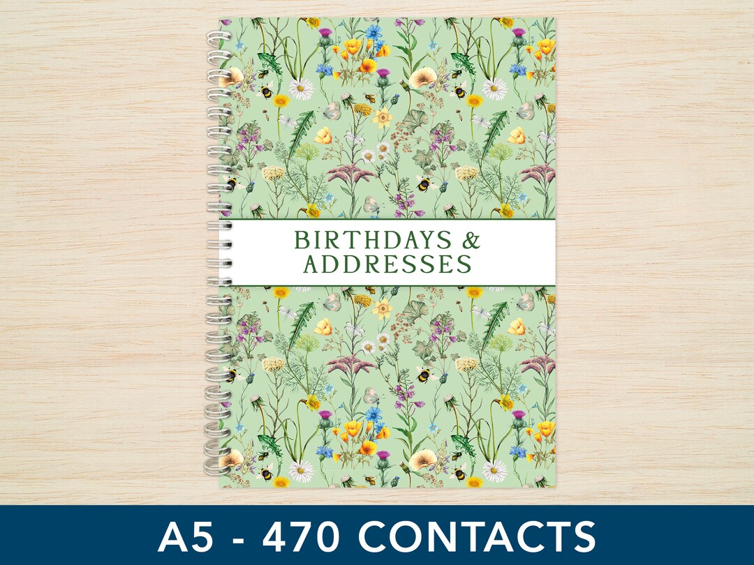 Wild Meadow Flowers A5 Birthdays & Address Book Florals A - Z Telephone ...