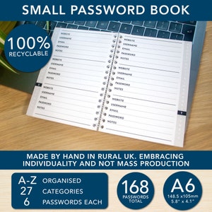 Small Password Book Little Password Notebook A6 A Z Mini Password ...