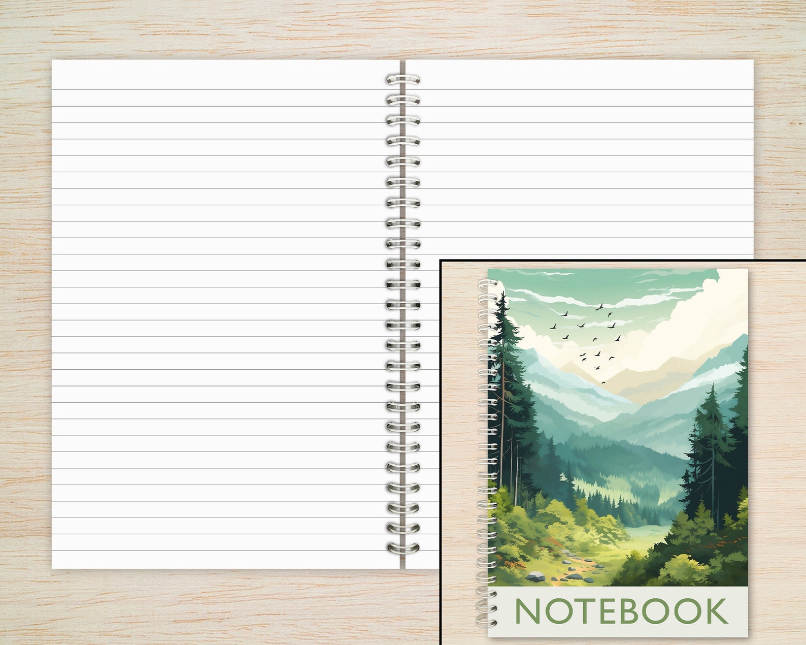 Forestry Landscape Spiral Notebook A4 A5 A6 Notepad Plain Lined Paper ...