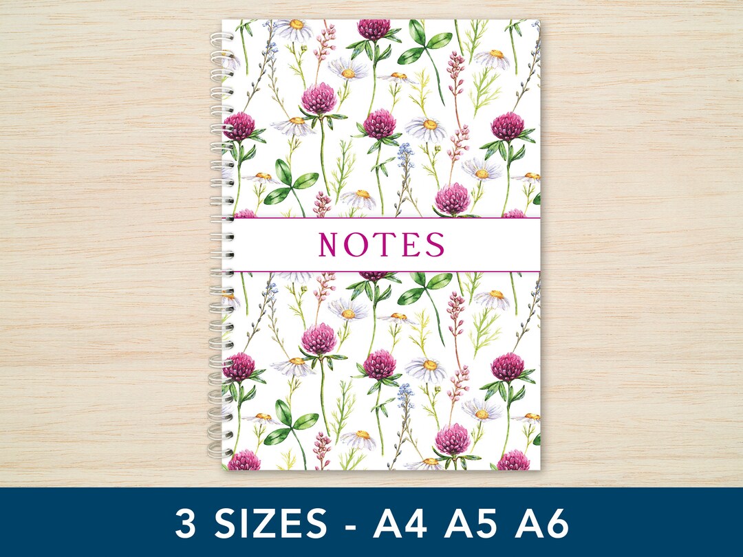 Red Clover Spiral Notebook A4 A5 A6 Notepad Plain Lined Paper Meadow ...