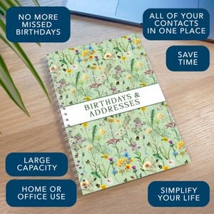 Wild Meadow Flowers A5 Birthdays & Address Book Florals A - Z Telephone ...