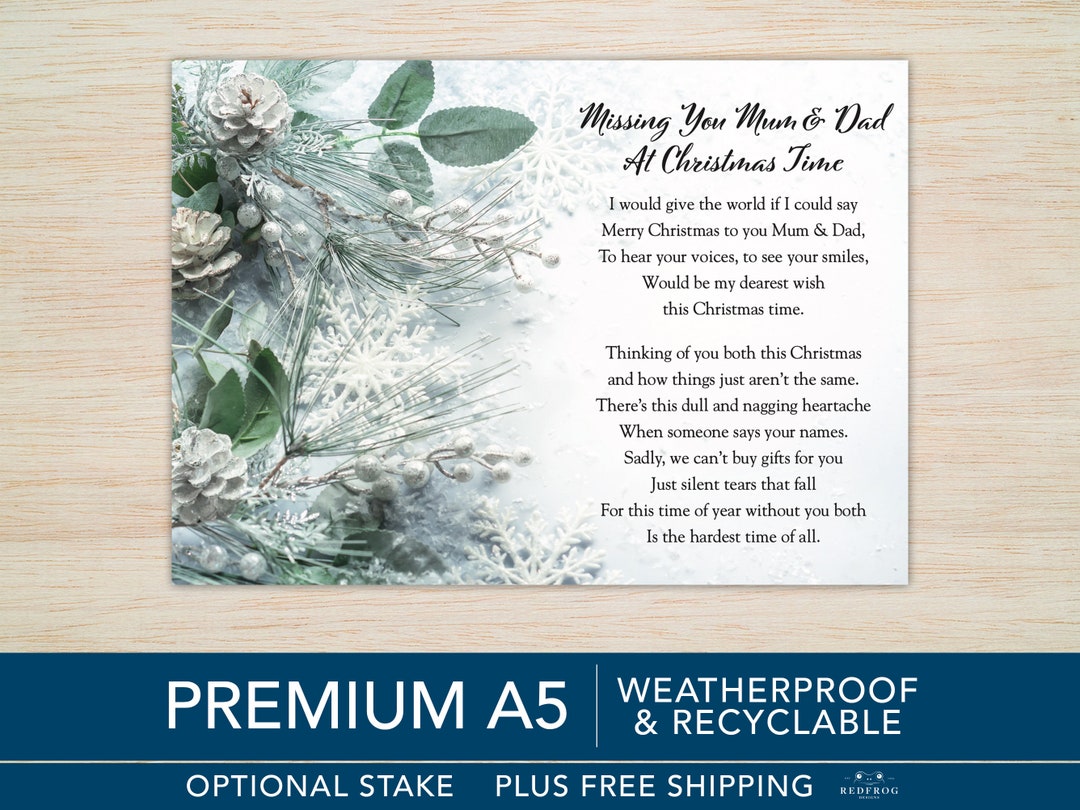 Mum and Dad Christmas Memorial Grave Card Mum Dad Christmas Memorial ...