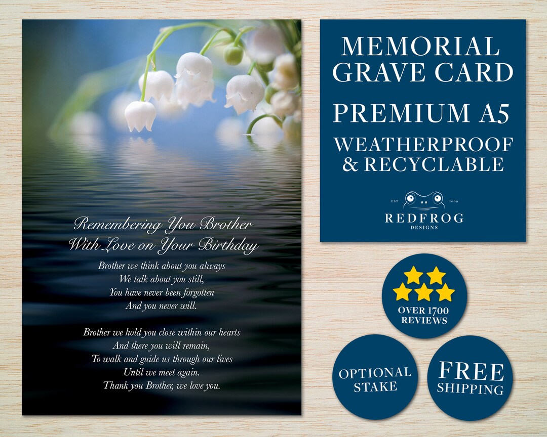 Brother Birthday Memorial Grave Card Brother Memorial Card - Etsy UK