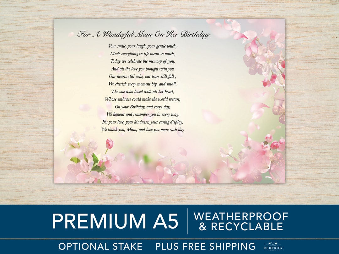 Mum Birthday Memorial Grave Card Mum Memorial Card Mum in Heaven ...