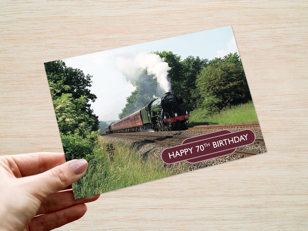 70th Birthday Card Train Flying Scotsman Steam Train Engine Locomotive ...